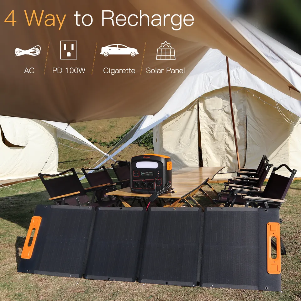 36V 200W 4-fold Hand withdrawal folding solar panel for portable power ...